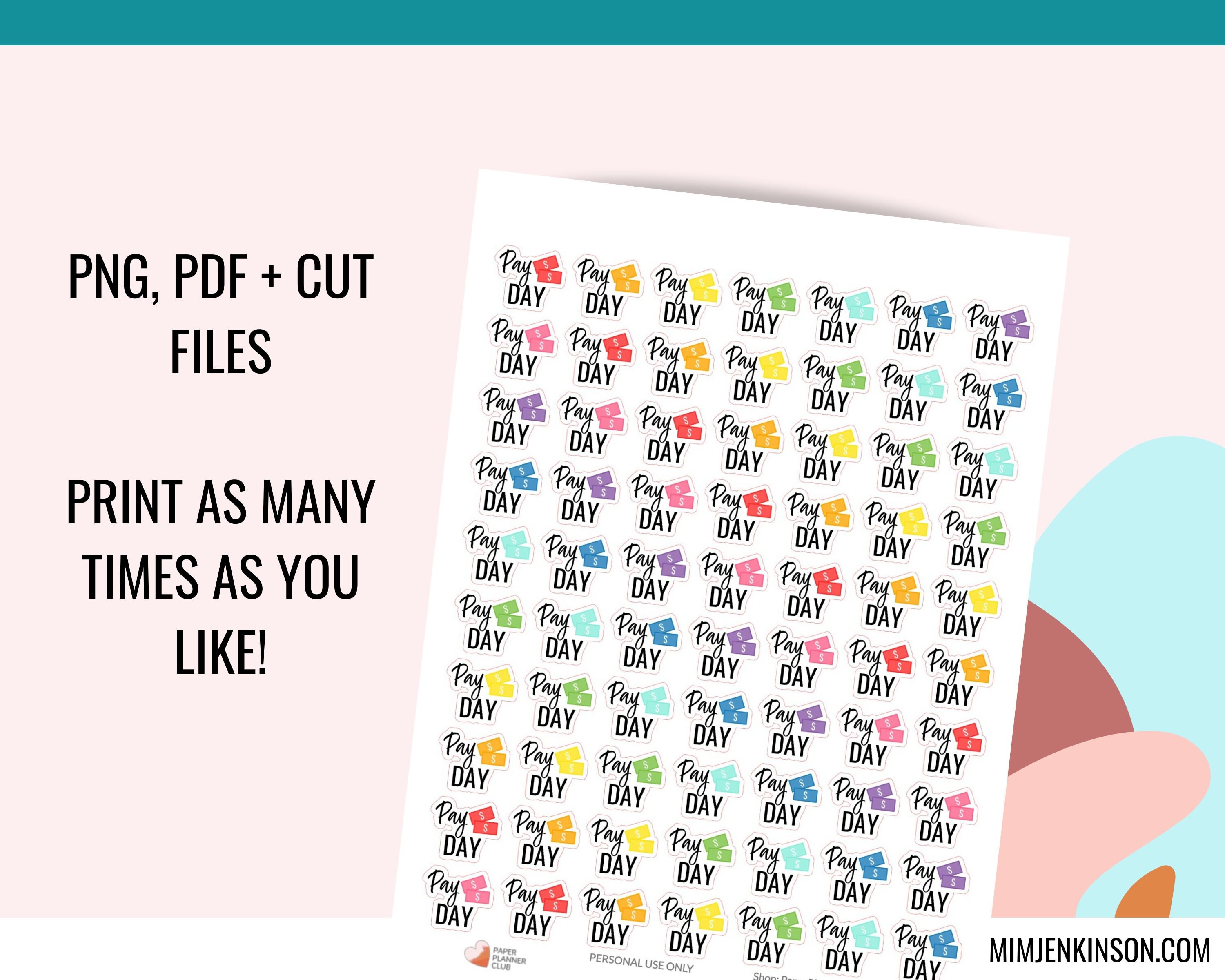 PAY DAY Sticker for Planners Printable Pay Day Planner - Etsy