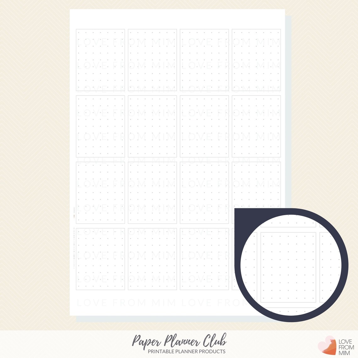 Printable DOTTED GRID Full Box Planner Stickers Cut Files | Etsy