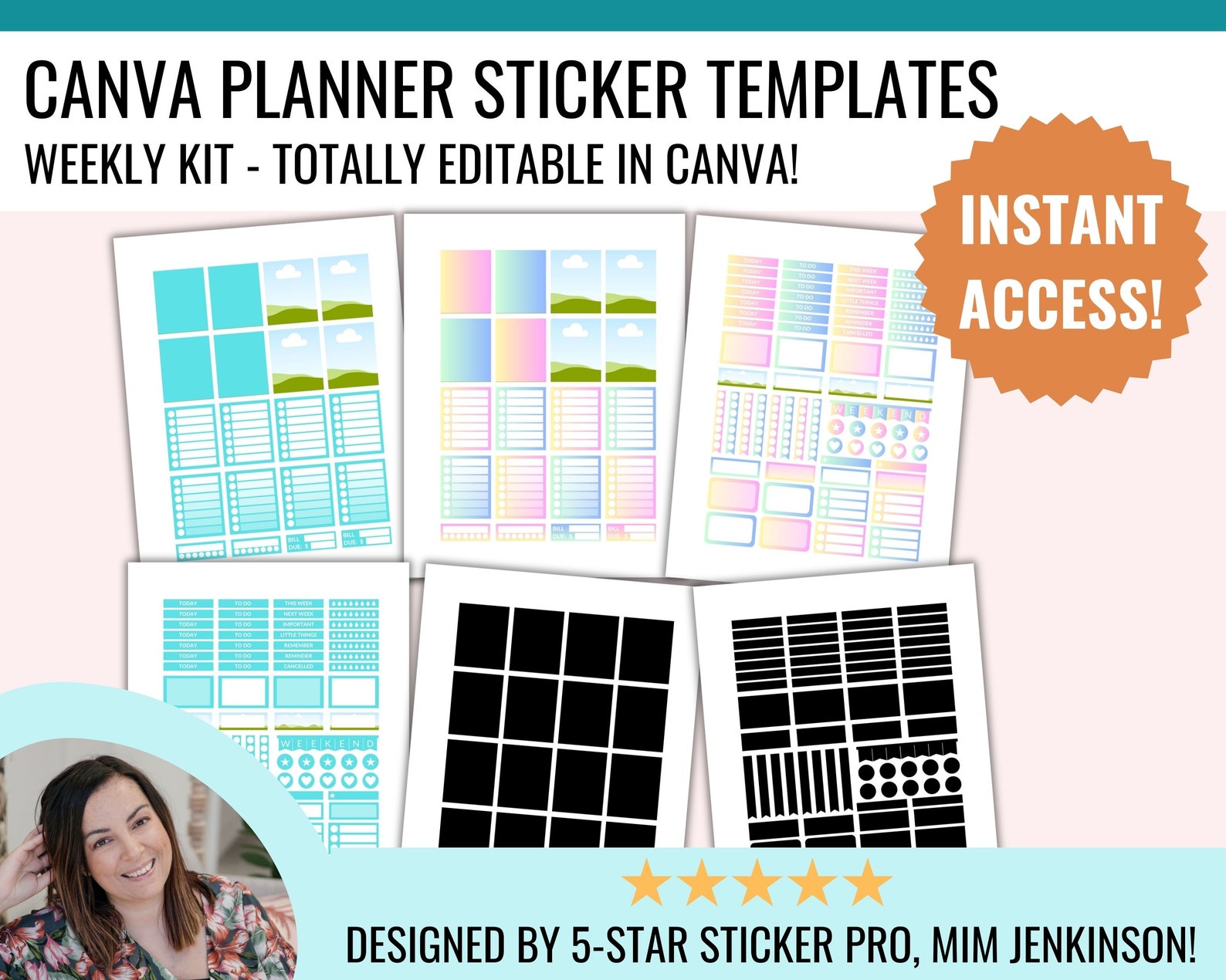 CANVA TEMPLATE Stickers, Editable Canva Planner Sticker Templates ...