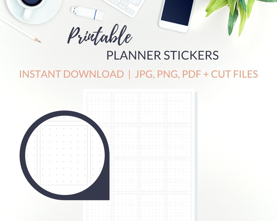 Printable DOTTED GRID Full Box Planner Stickers Cut Files - Full Box ...
