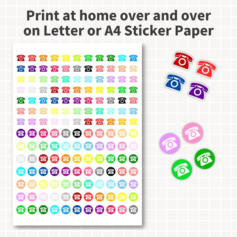 TELEPHONE Icon Planner Stickers Printable, Phone Call Reminder Icons 0. ...
