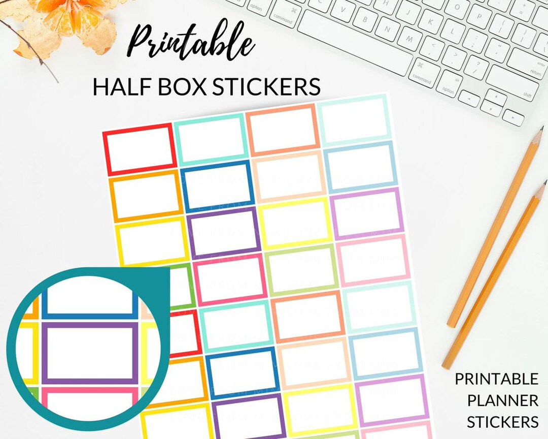 HALF BOX Printable Planner Stickers + Cut Files | Printable Half Box ...