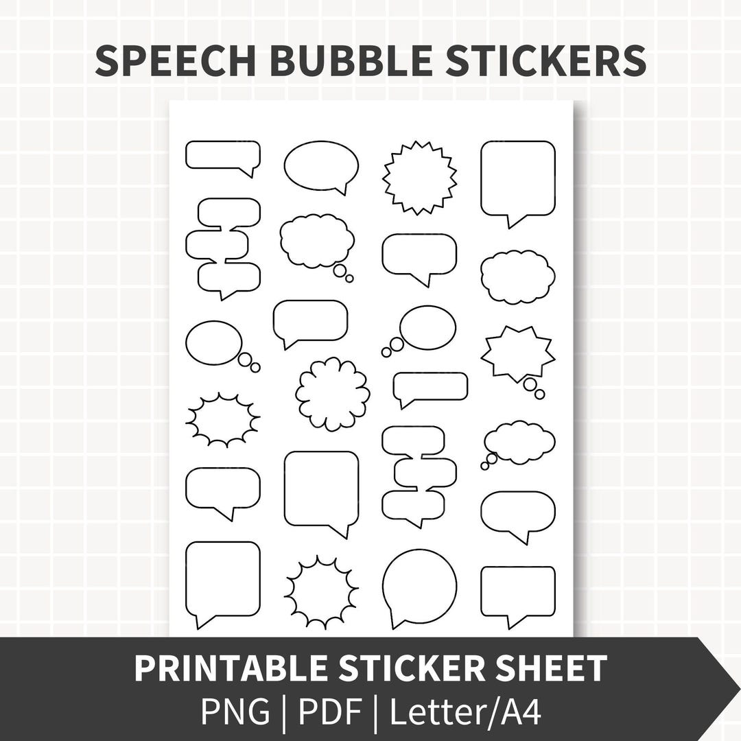 SPEECH BUBBLES Printable Stickers, Mini Quote Planner Stickers, Comic ...