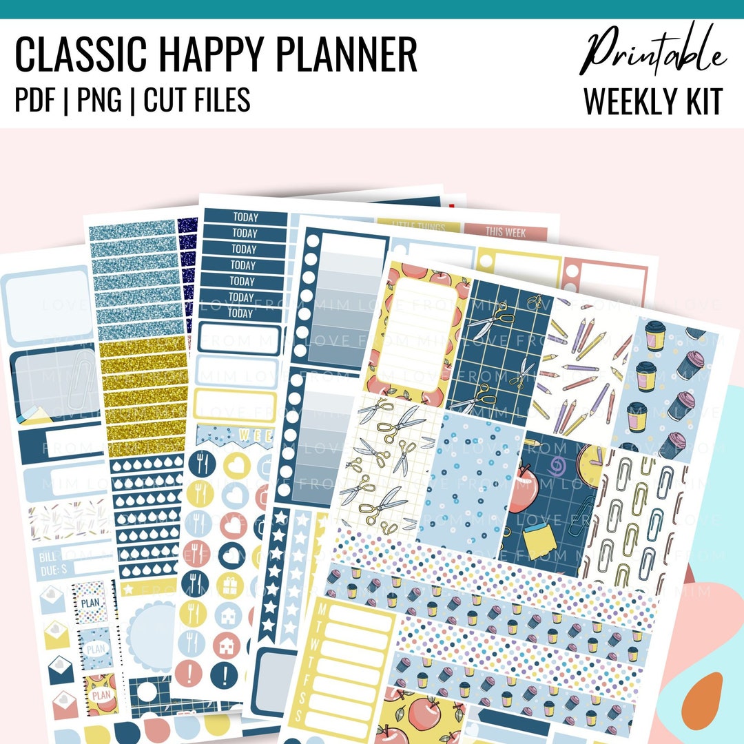 Back to School PRINTABLE Planner Stickers, Classic Happy Planner ...