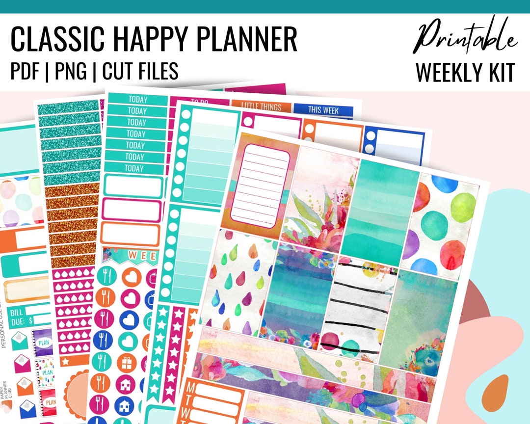WATERCOLOR PRINTABLE Planner Stickers, Floral Weekly Planner Kit ...