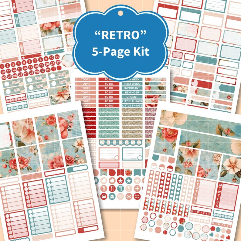 5 FLORAL Printable Wildflowers Flowers Planner Sticker Kits, Erin ...
