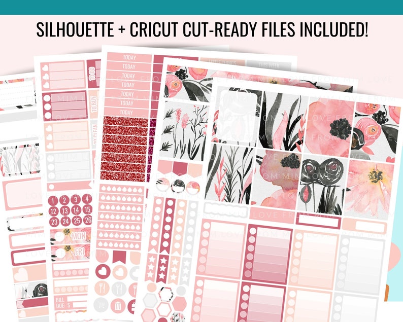 PRINTABLE FLOWERS Planner Stickers, Erin Condren Vertical Planner ...