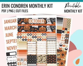 October Planner Stickers October Monthly Kit Mini Happy - Etsy