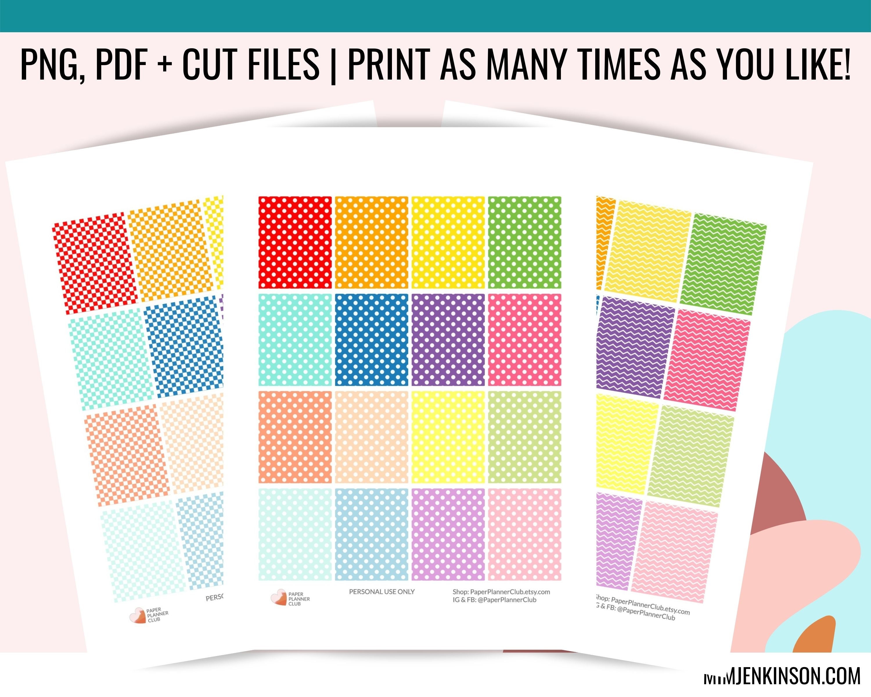 FULL BOX Printable Planner Stickers Cut Files Patterned - Etsy