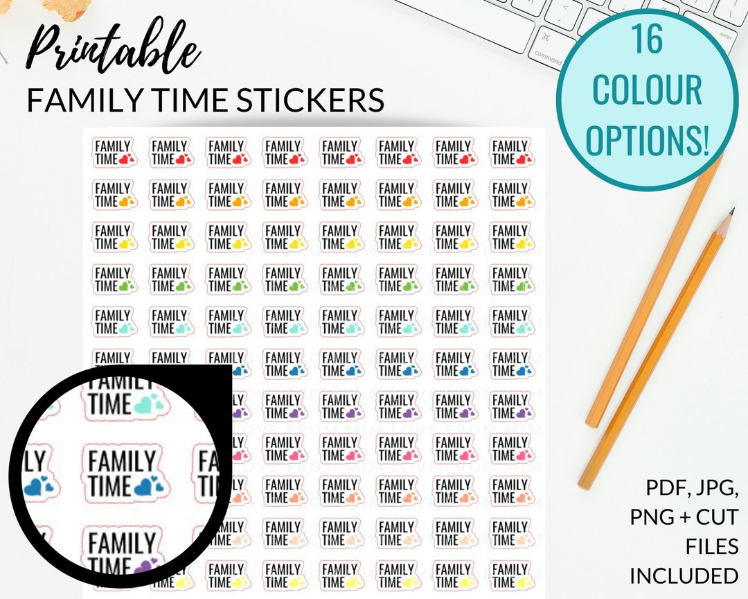 Printable FAMILY TIME Sticker | Family Time Planner Sticker | Family ...