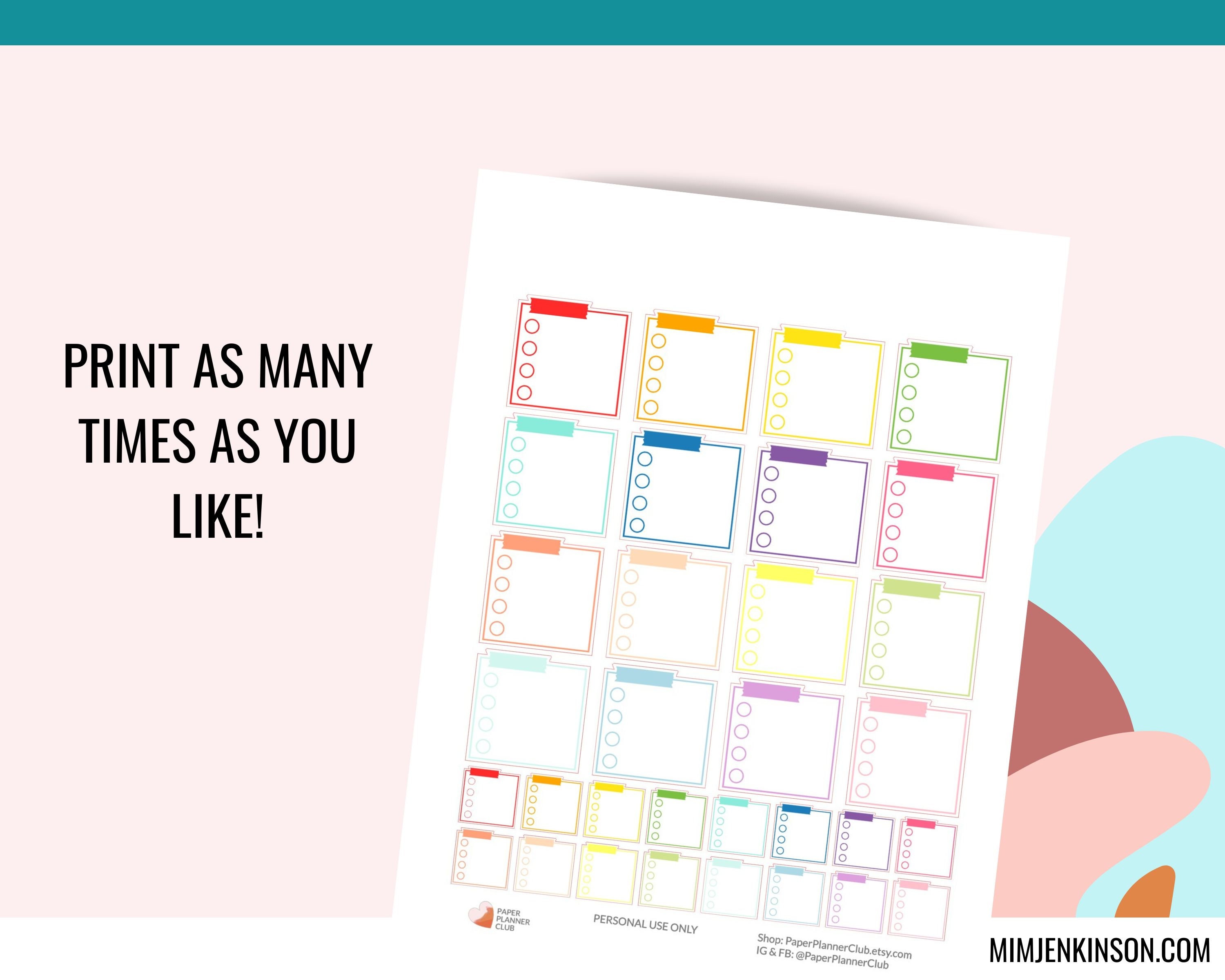 Printable STICKY NOTE Planner Sticker Sticky Note Printable - Etsy