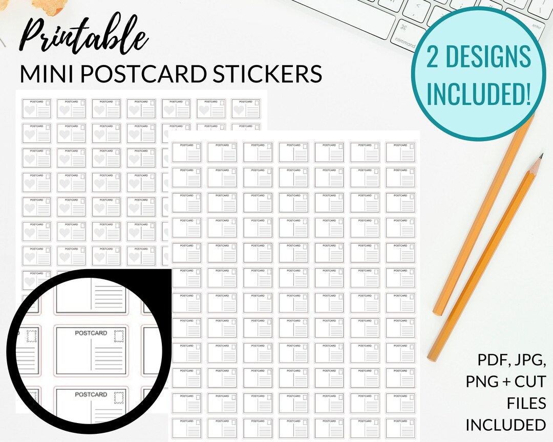PRINTABLE POSTCARD Sticker Kit + Cut Files | Printable Postcards for ...