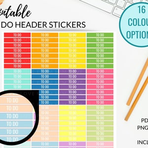 TO DO Header Printable Planner Stickers + Cut Files | Printable to Do ...