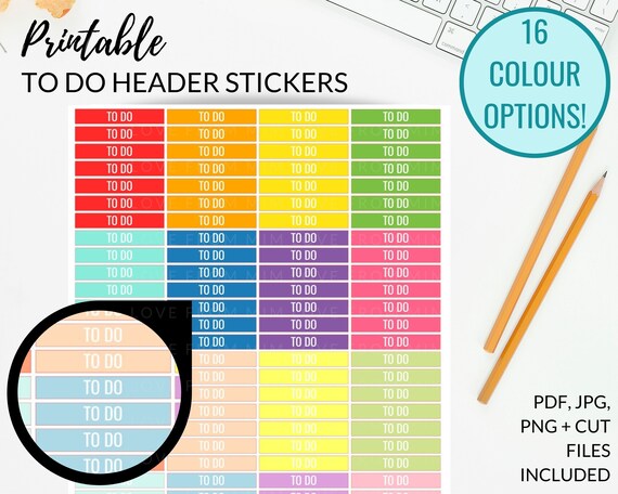 TO DO Header Printable Planner Stickers Cut Files | Etsy