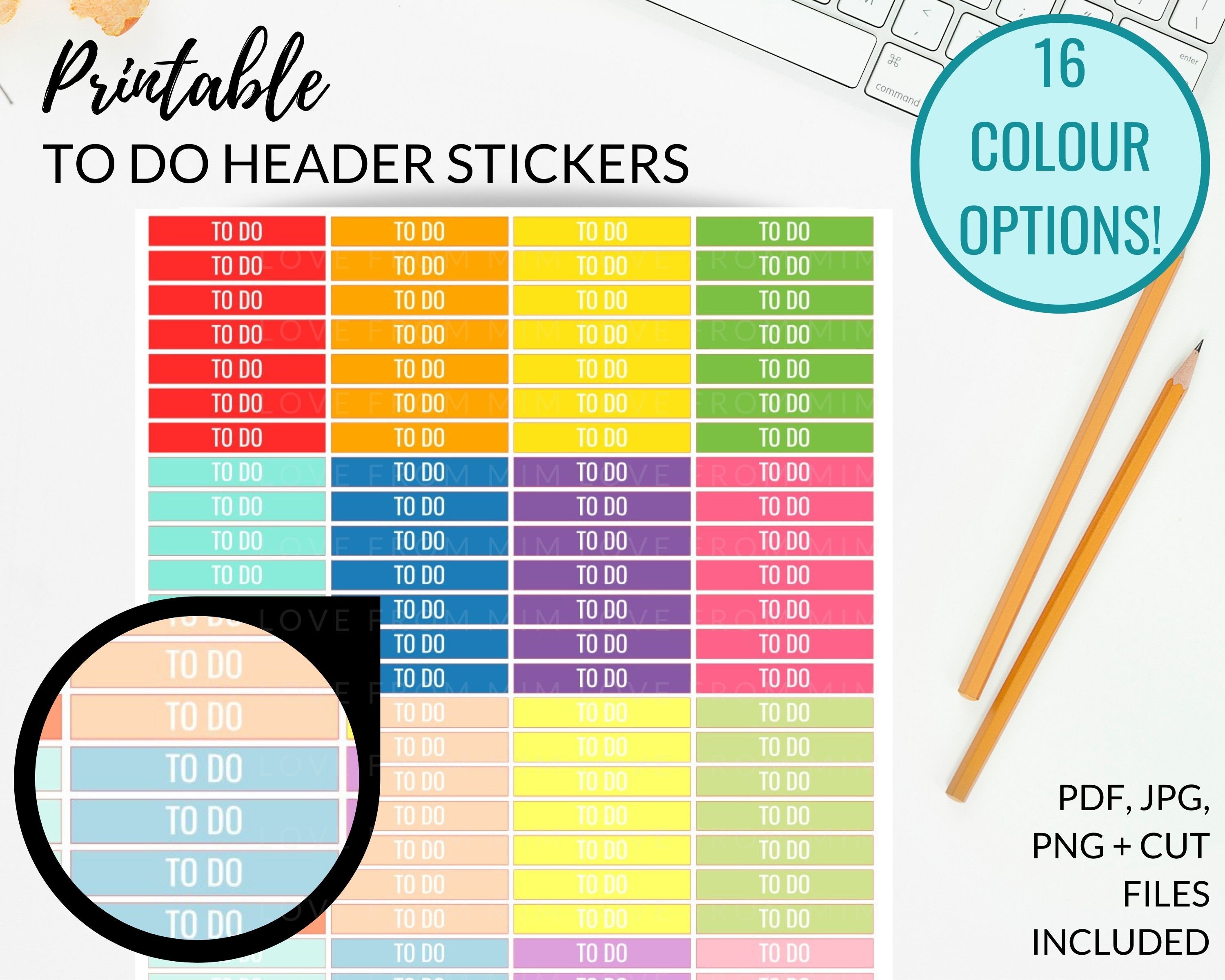 TO DO Header Printable Planner Stickers Cut Files | Etsy