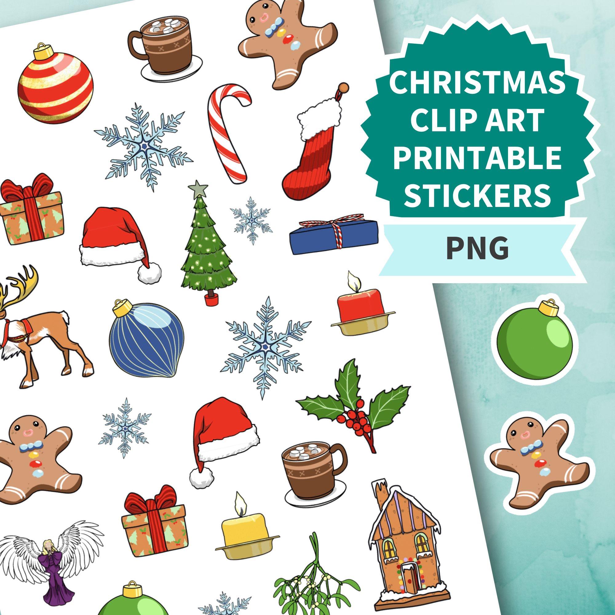 Christmas Clip Art, Printable Sticker Sheet, PNG File, Planner Stickers ...