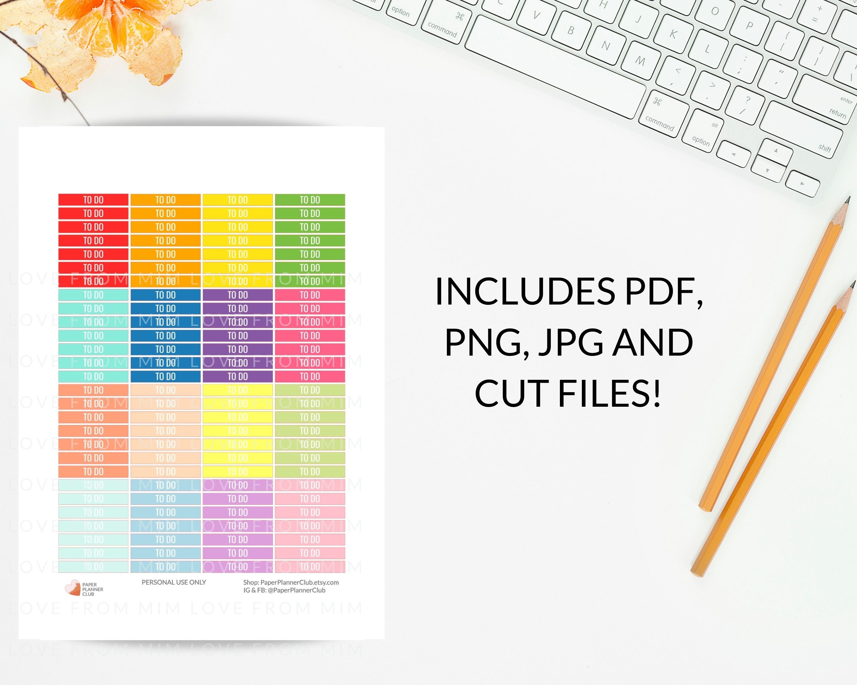 TO DO Header Printable Planner Stickers Cut Files - Etsy