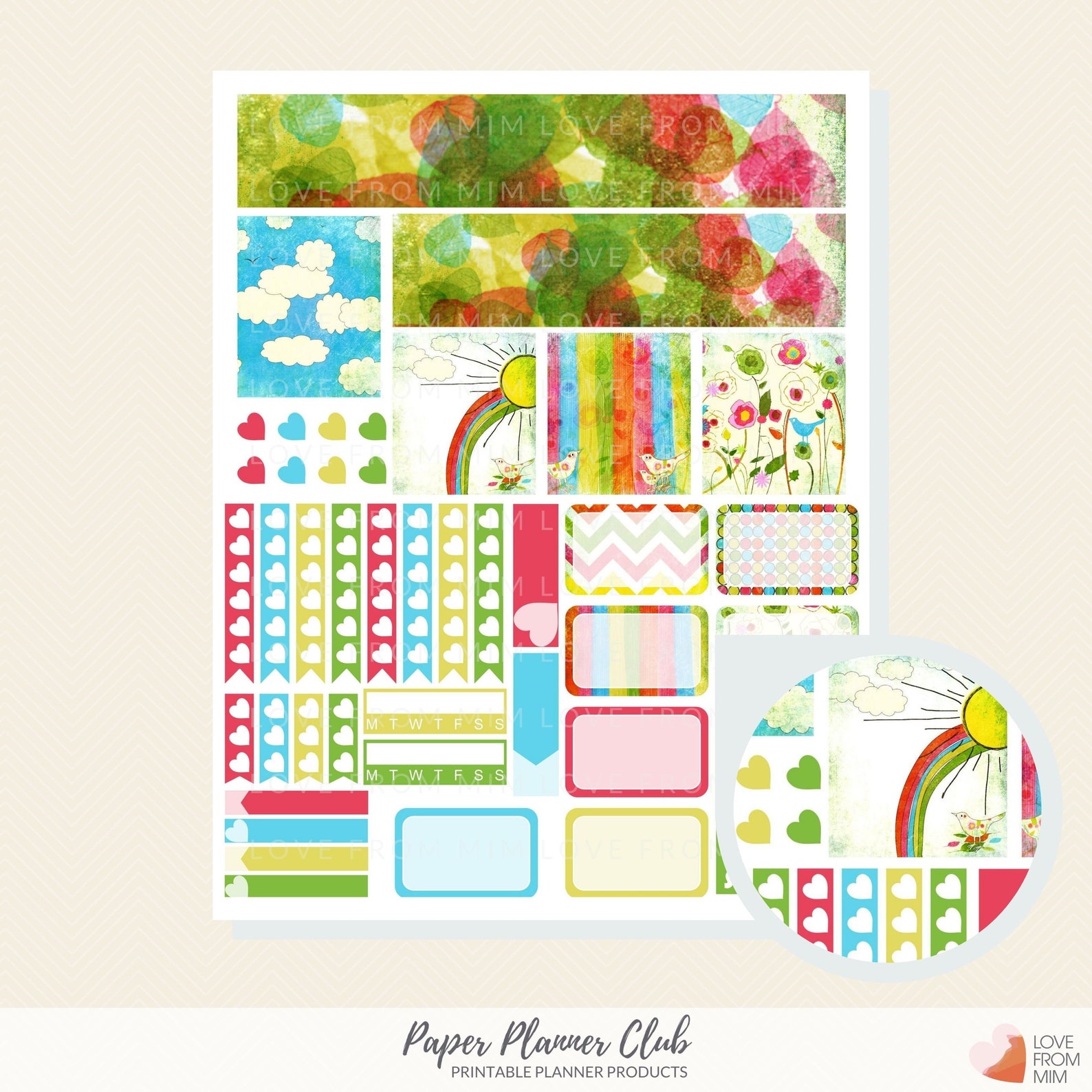 PRINTABLE RAINBOW Planner Stickers Weekly Planner Kit Erin | Etsy