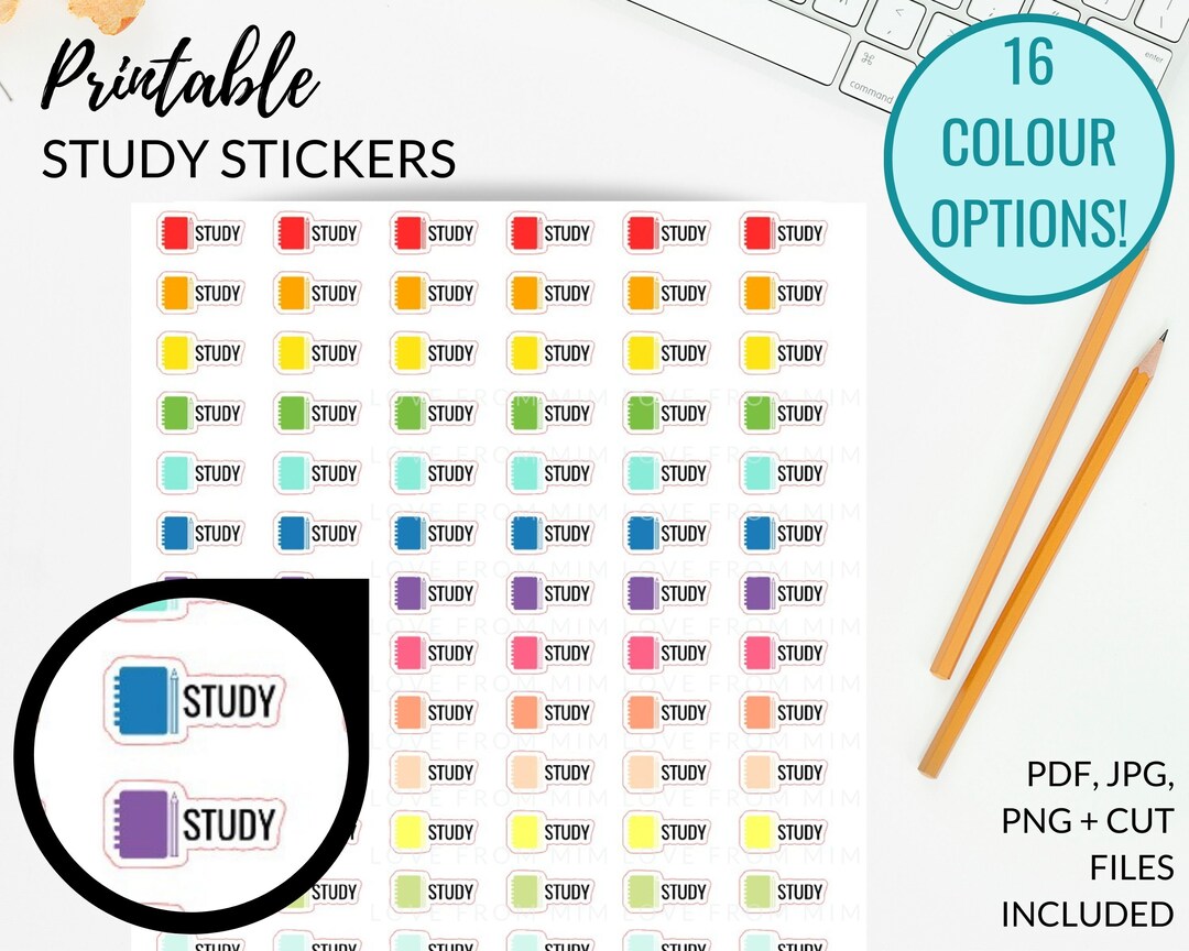 Printable STUDY Planner Sticker | Study Printable Stickers | Study ...