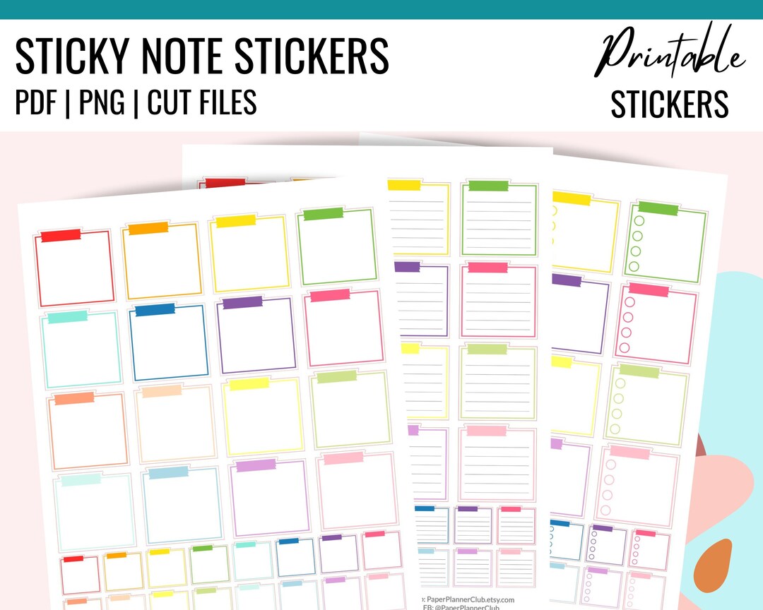 Printable STICKY NOTE Planner Sticker | Sticky Note Printable Sticker ...