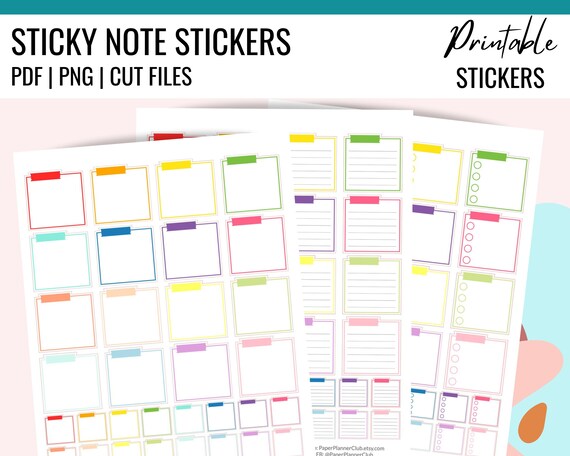 Printable STICKY NOTE Planner Sticker Sticky Note Printable - Etsy