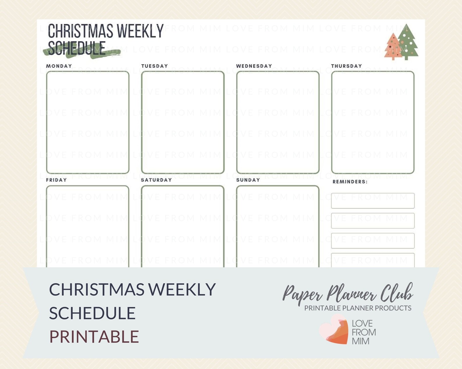 Printable Christmas Weekly Schedule Instant Download | Etsy