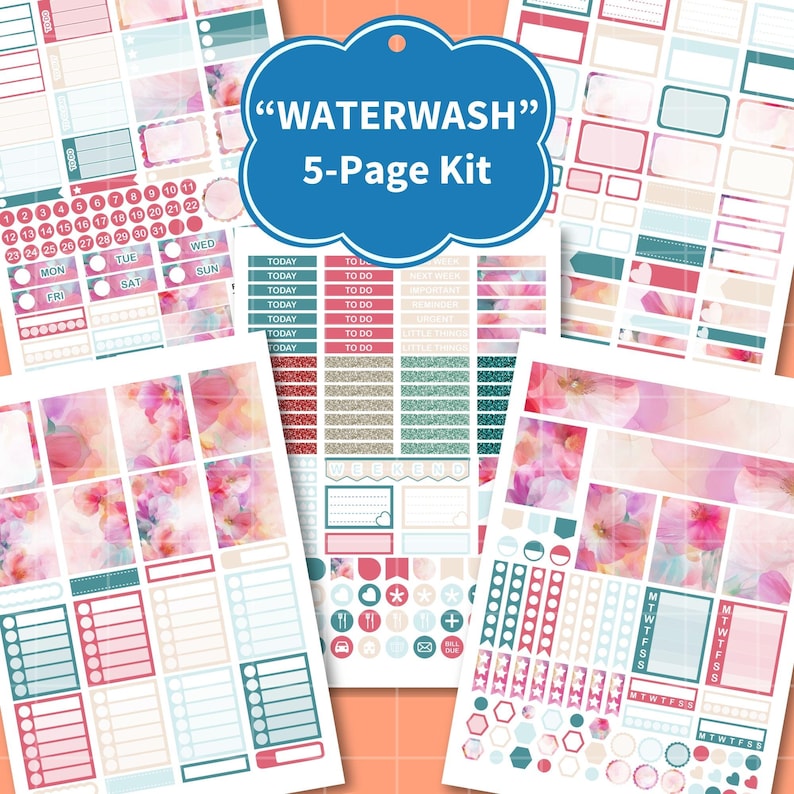 5 FLORAL Printable Wildflowers Flowers Planner Sticker Kits, Erin ...