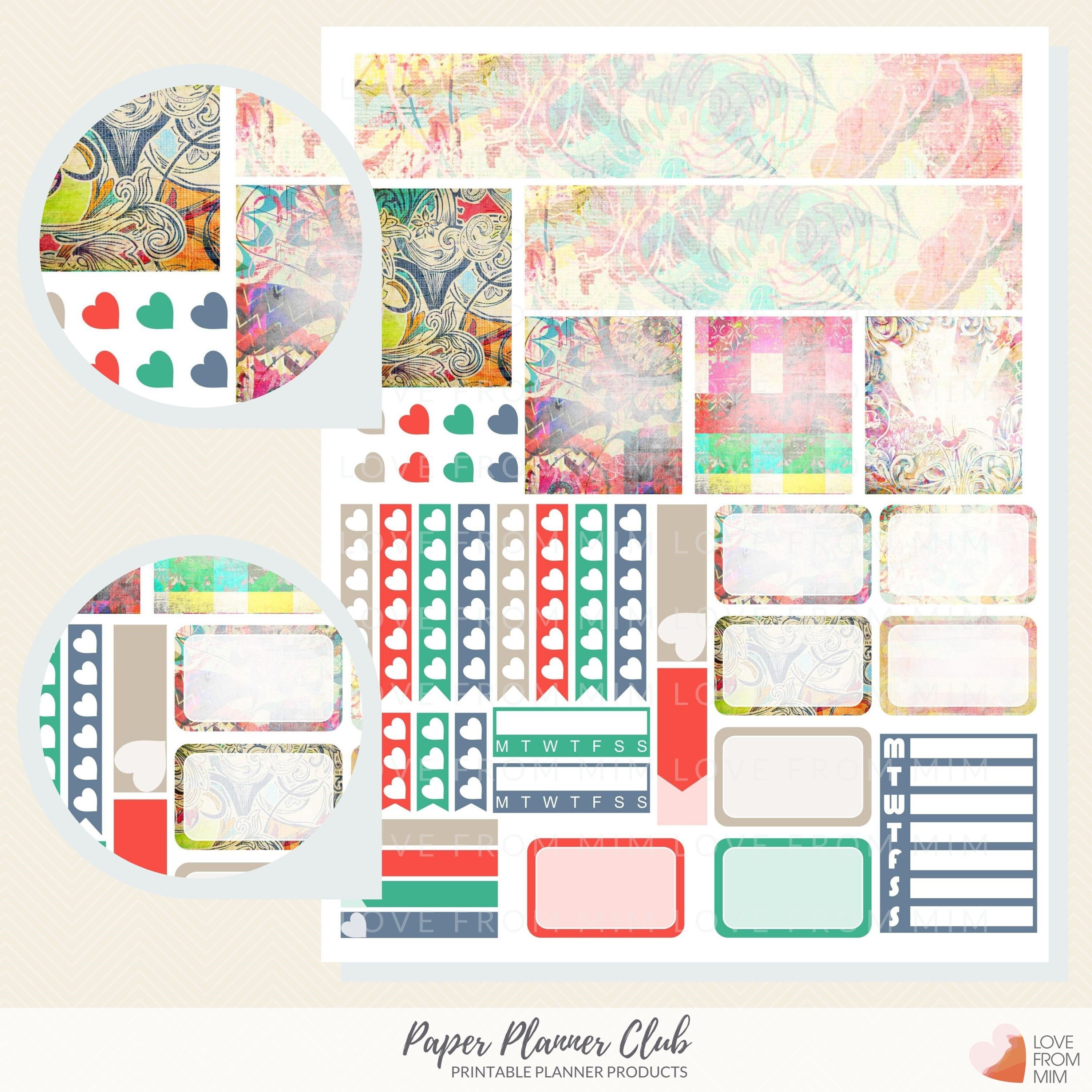 PRINTABLE VINTAGE Planner Stickers Weekly Planner Kit Erin | Etsy
