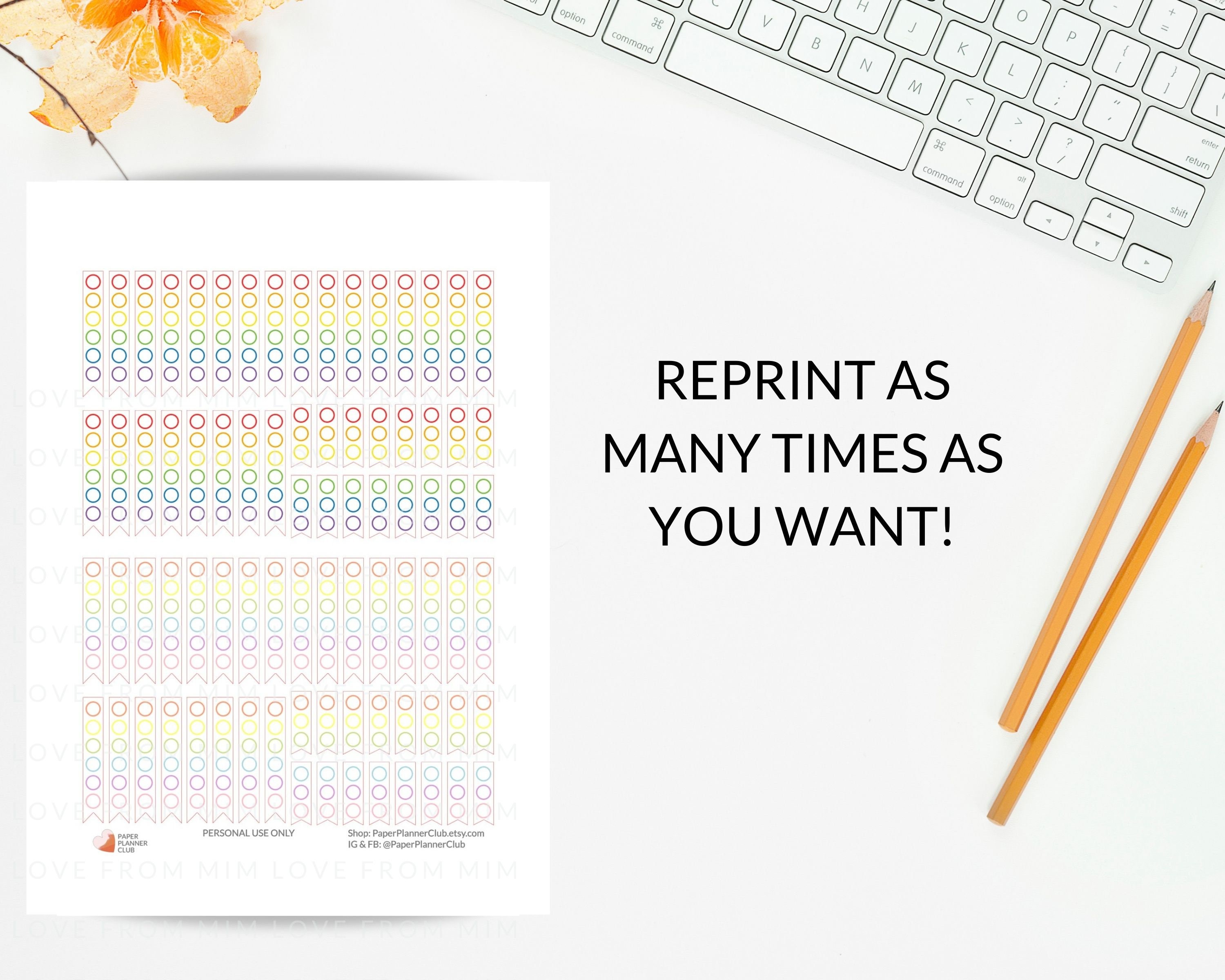 RAINBOW CHECKLIST Printable Planner Stickers Cut Files | Etsy