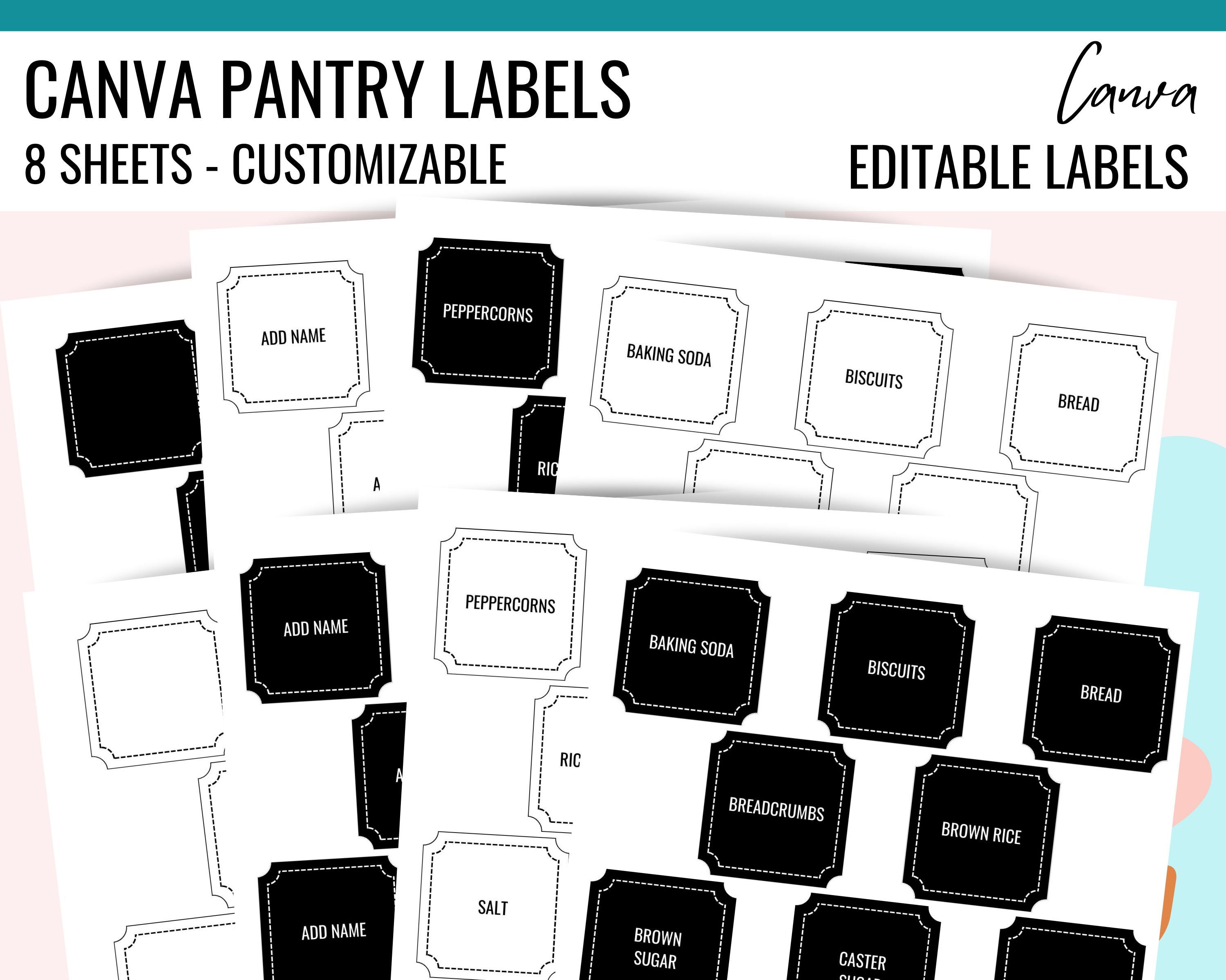 PRINTABLE CANVA PANTRY Labels Template Customizeable Editable - Etsy
