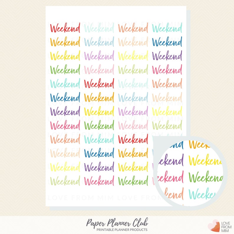 WEEKEND BANNER Printable Stickers PDF Weekend Stickers for - Etsy