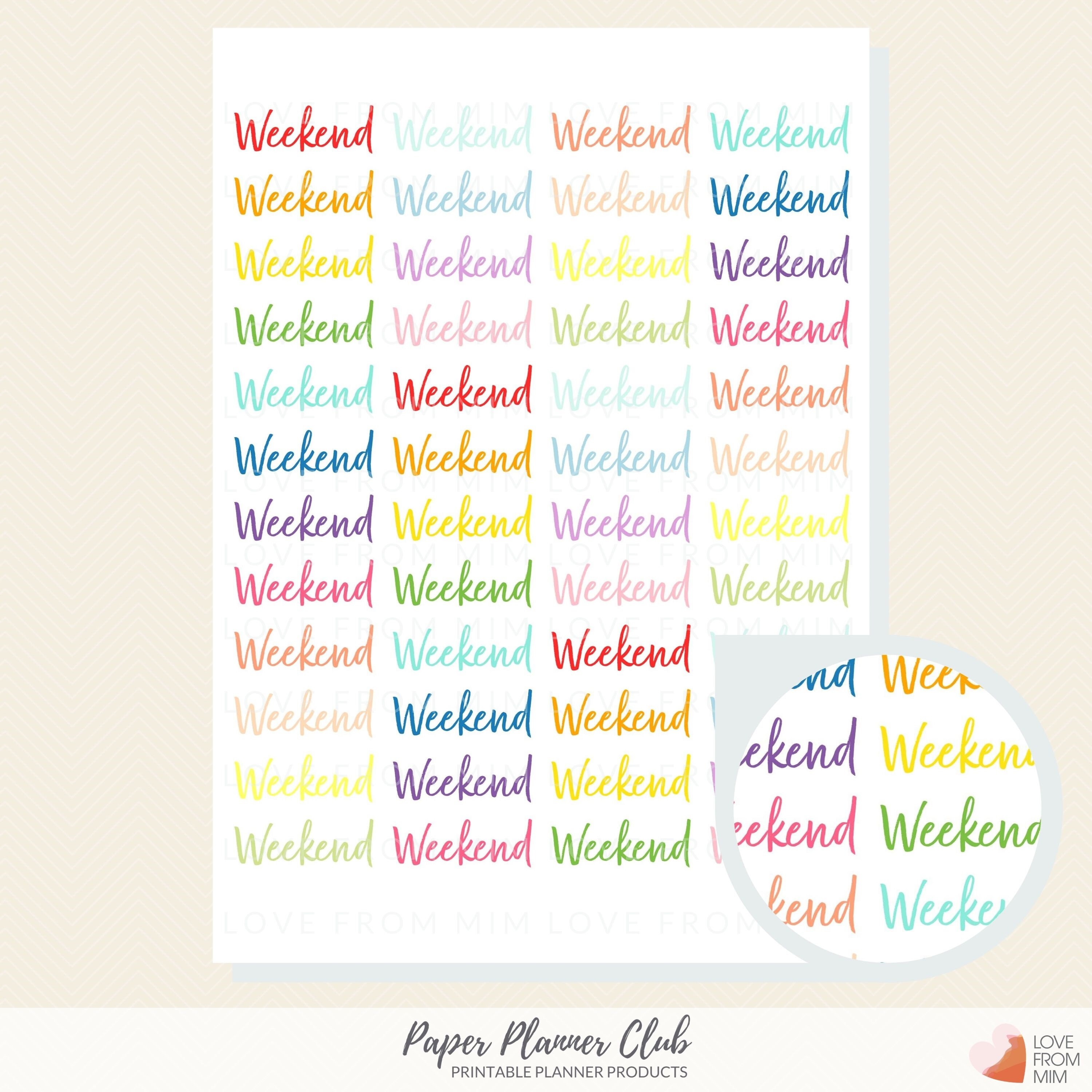 WEEKEND BANNER Printable Stickers PDF Weekend Stickers for - Etsy