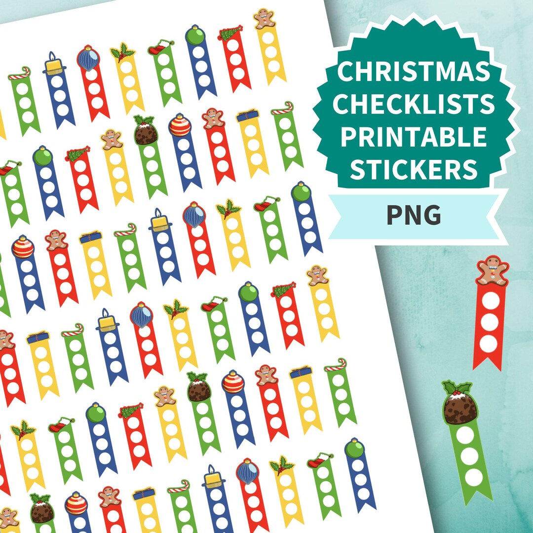 Christmas Checklists, Printable Stickers, PNG Digital Sticker, Xmas ...