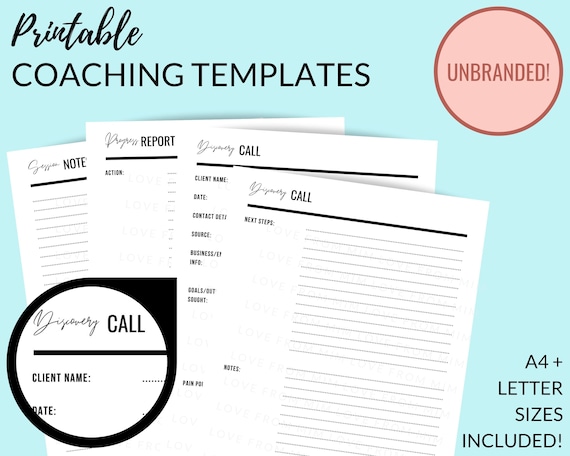 COACHING TEMPLATE Printable Coaching Discover Call Template | Etsy