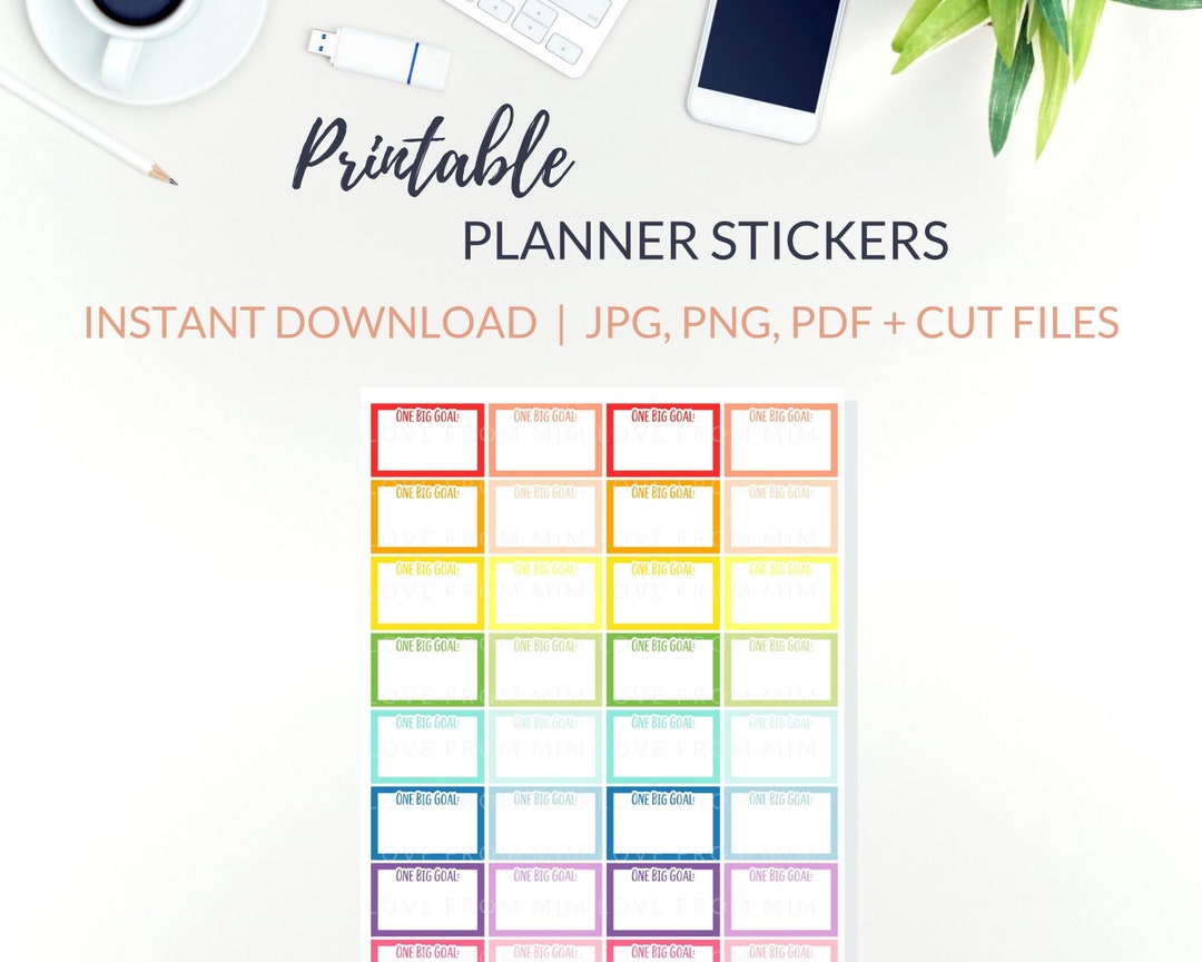 One Big GOAL STICKERS Printable Stickers PDF, Goal Stickers for Goal ...