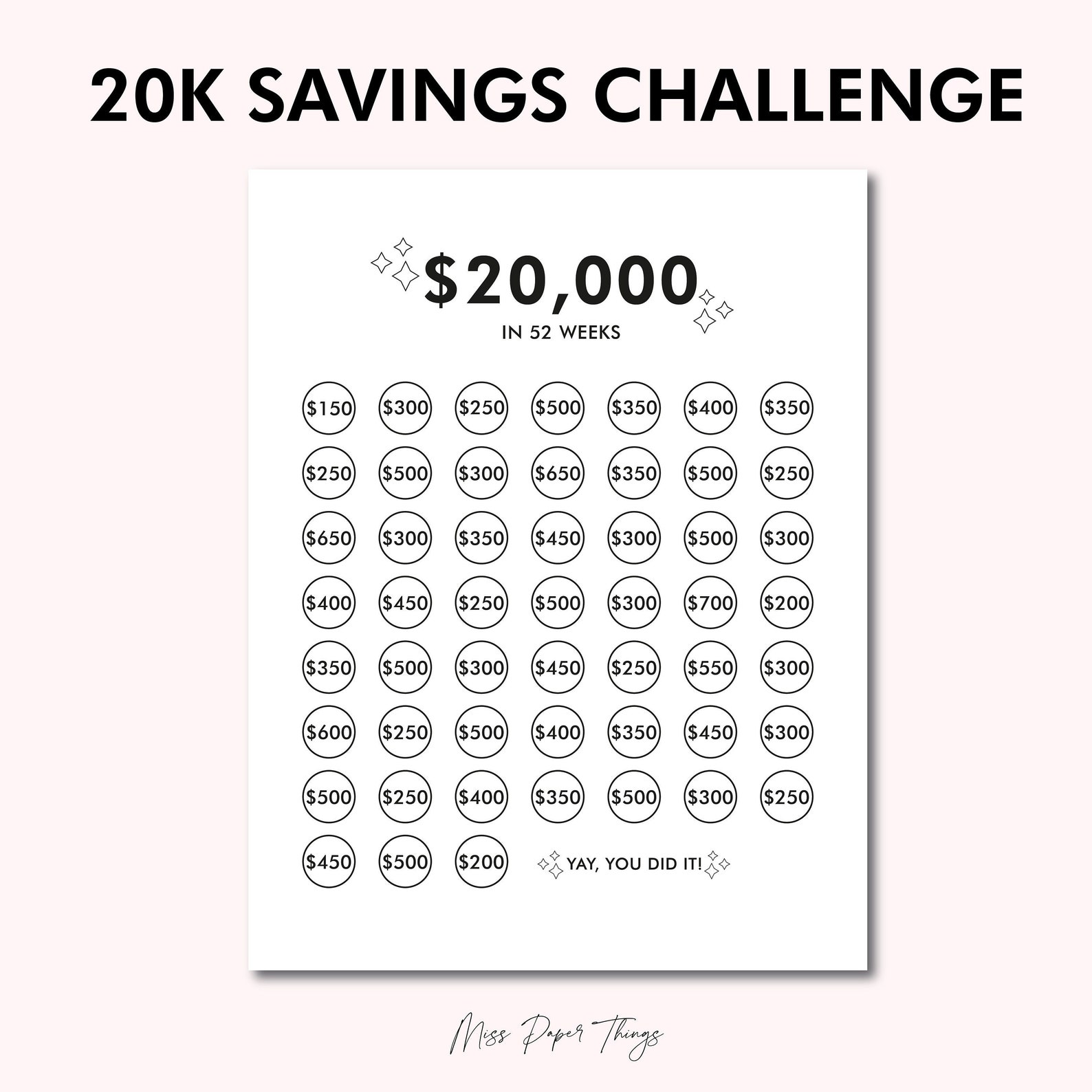 20K Savings Challenge, Money Saving Challenge, Saving Challenge, 52 ...