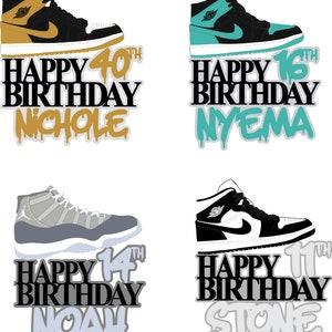Personalized Cake Topper Printable, Jordan Cake Topper, DIY, Sneaker ...