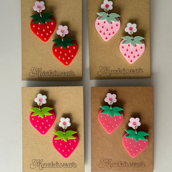 Strawberry Earrings - Etsy