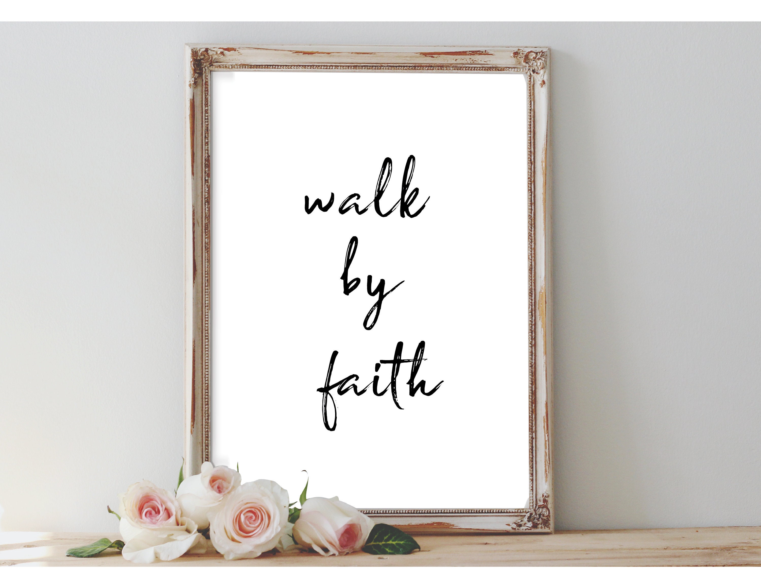 Walk by Faith Bible Verse Art Print Calligraphy Wall Art - Etsy