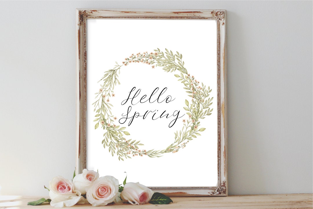 Hello Spring Art Print, Easter Art Printable, Spring Art, Rustic ...