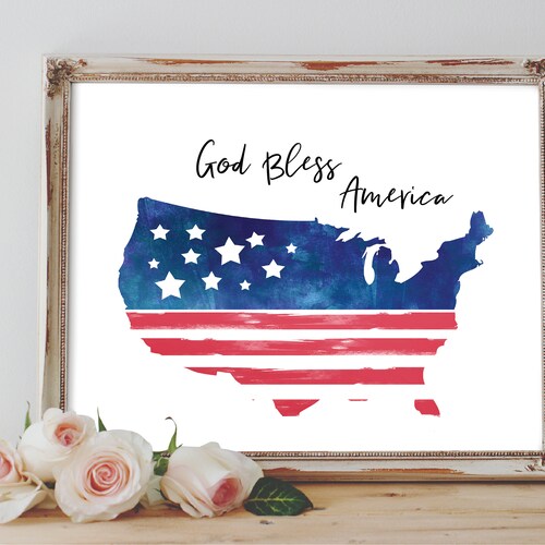 4th of July Printable National Anthem Watercolor Flag - Etsy
