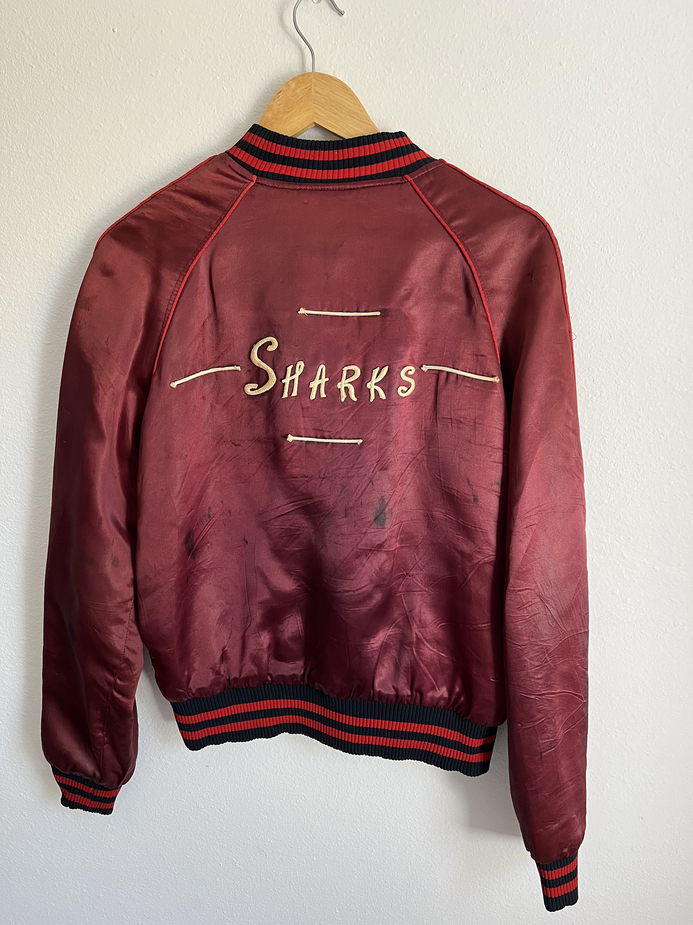 Vintage 60s 70s Satin Maroon Sharks Jacket Bomber - Etsy