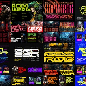 Cyberpunk Futuristic Y2k Scifi Font Bundle | Techno Gaming Mecha Robot ...