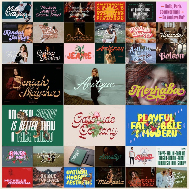 100 Procreate Font Bundle | Wedding Luxury Retro Script Vintage Groovy ...