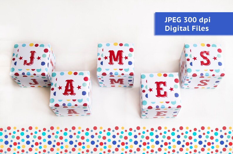 DIY Carnival Party Blocks Digital Printable Template Custom - Etsy