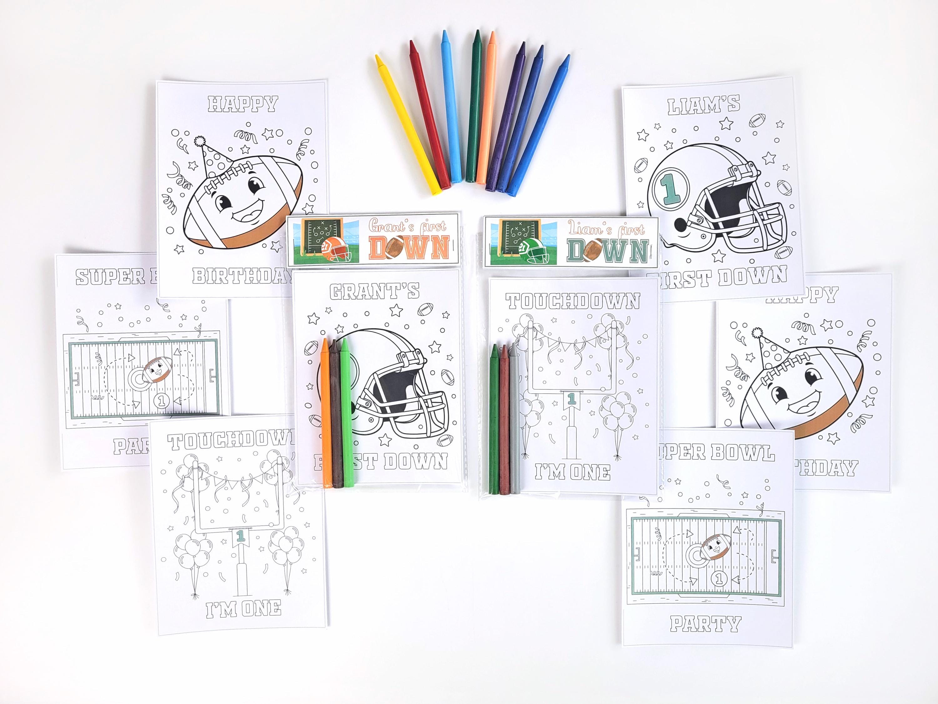 First Year Down Party Favors, Football Birthday Coloring Pack - Etsy