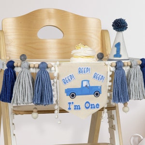 Blue Truck Birthday High Chair Banner, Beep Beep Party Decor - Etsy