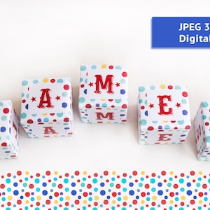 DIY Carnival Party Blocks Digital Printable Template Custom - Etsy