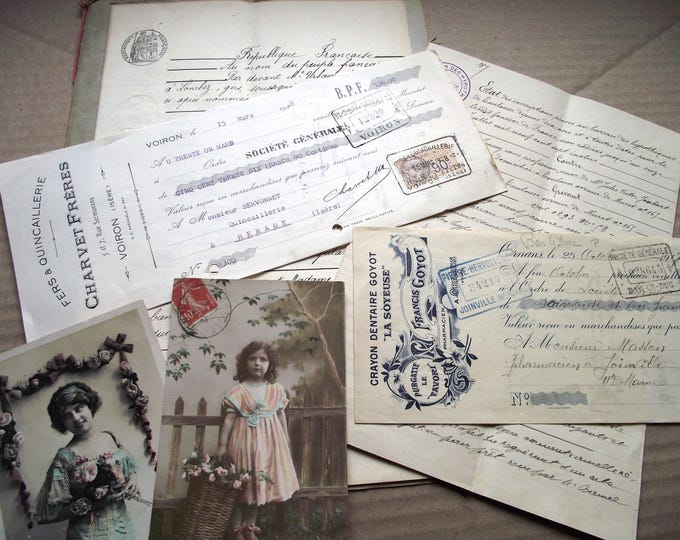 RESERVED Antique French Bunch of Genuine Handwritten Documents, Notary ...