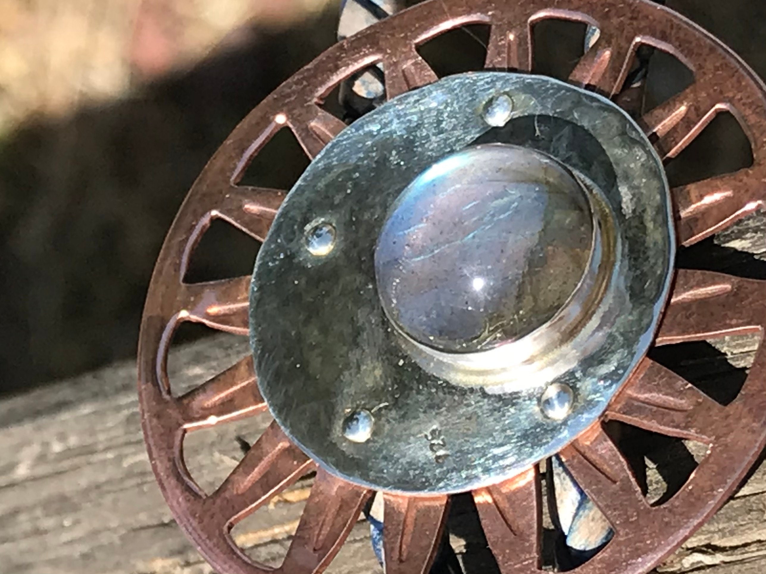 Artisan large Copper Bolo tie Sterling silver & gemstone bolo | Etsy